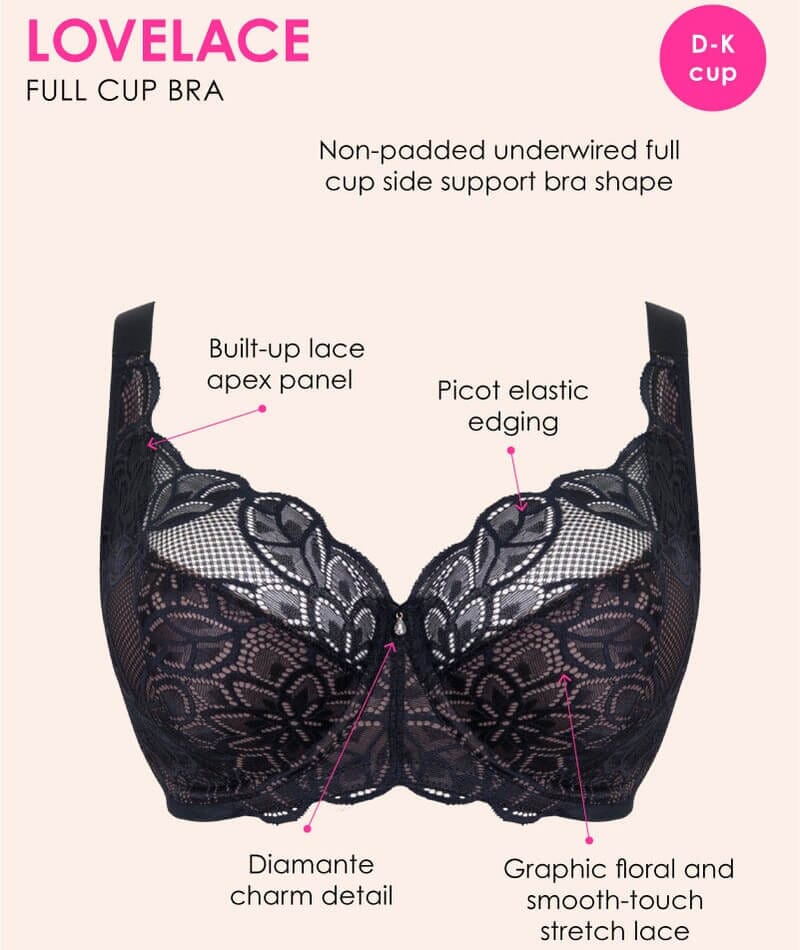 Curvy Kate Lovelace Full Cup Side Support Bra - Black/Taupe - Curvy Bras