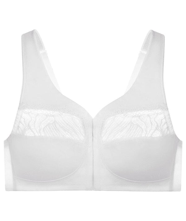 Glamorise Magiclift Natural Shape Front Closure Wire Free Bra White