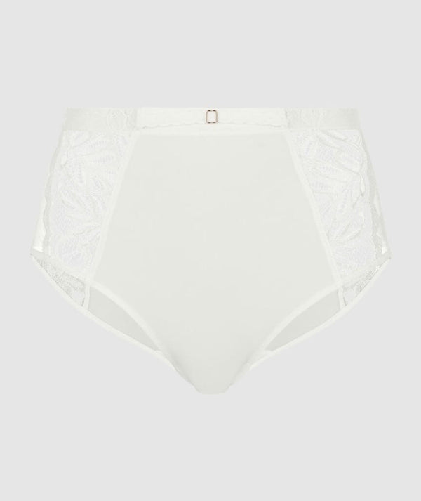 Sans Complexe Suzan Lace & Microfiber High Waist Brief - Ivory - Curvy Bras