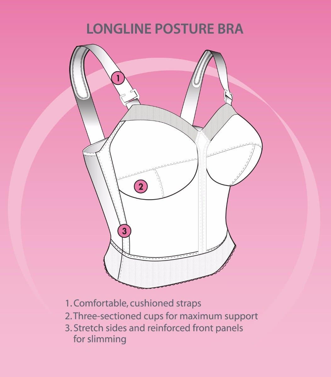 Exquisite Form Fully Back Close Longline Bra - White - Curvy Bras