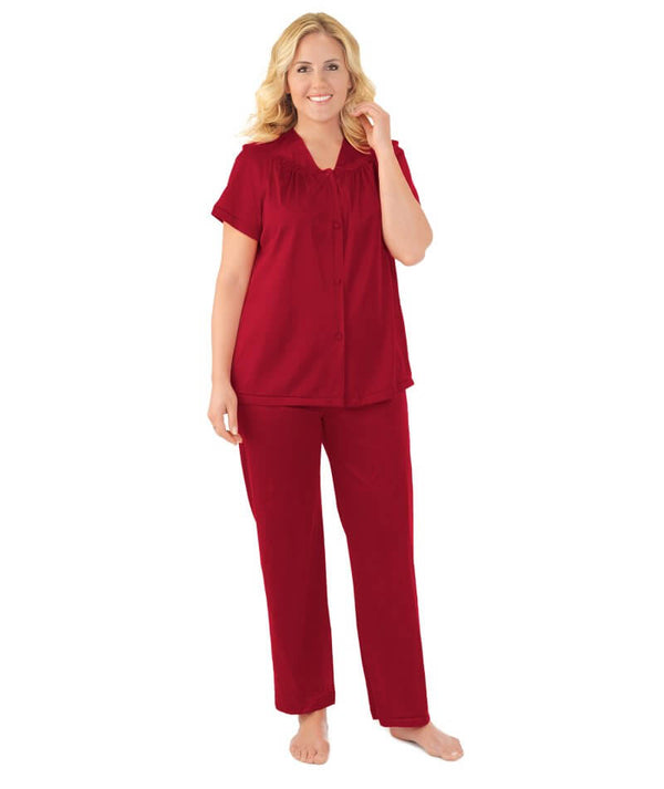 Exquisite Form Short Sleeve Pajamas Plus - Sangria - Curvy Bras