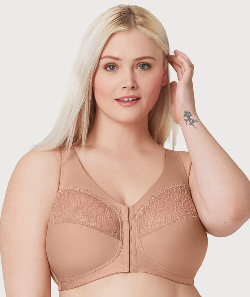 Glamorise MagicLift Natural Shape Front-Closure Wire-free Bra - Cappuc - Curvy Bras