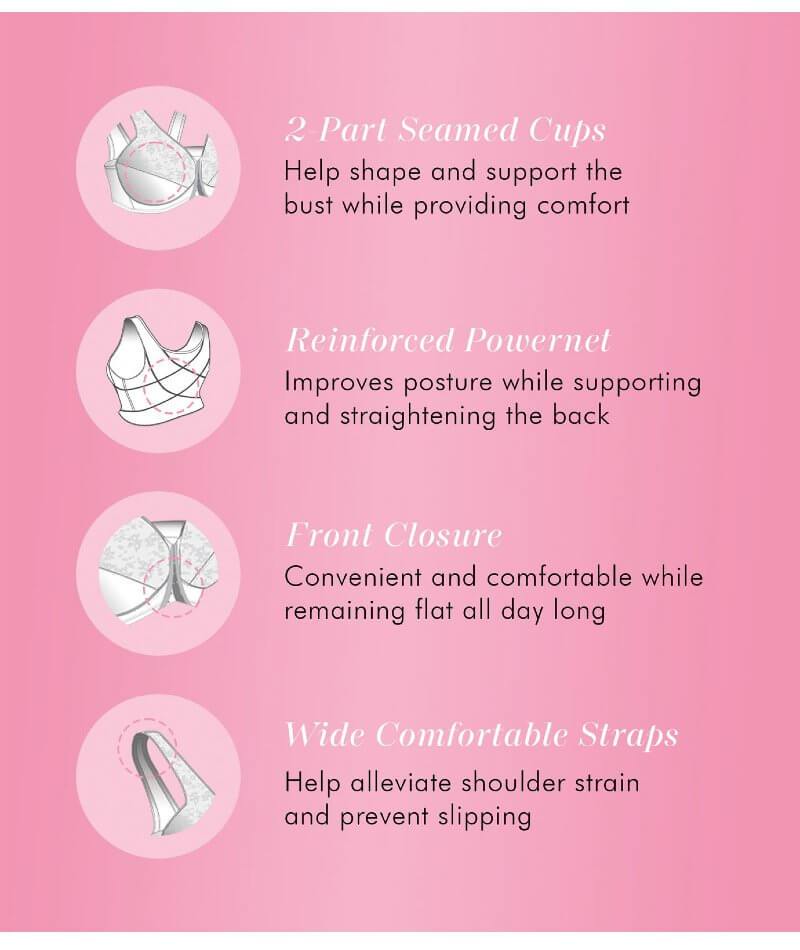 Exquisite Form Fully Front Close Wire-free Posture Bra With Lace - Whi ...