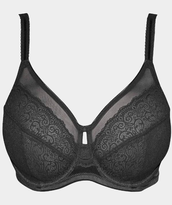 Triumph Sheer Underwired Bra - Black - Curvy Bras